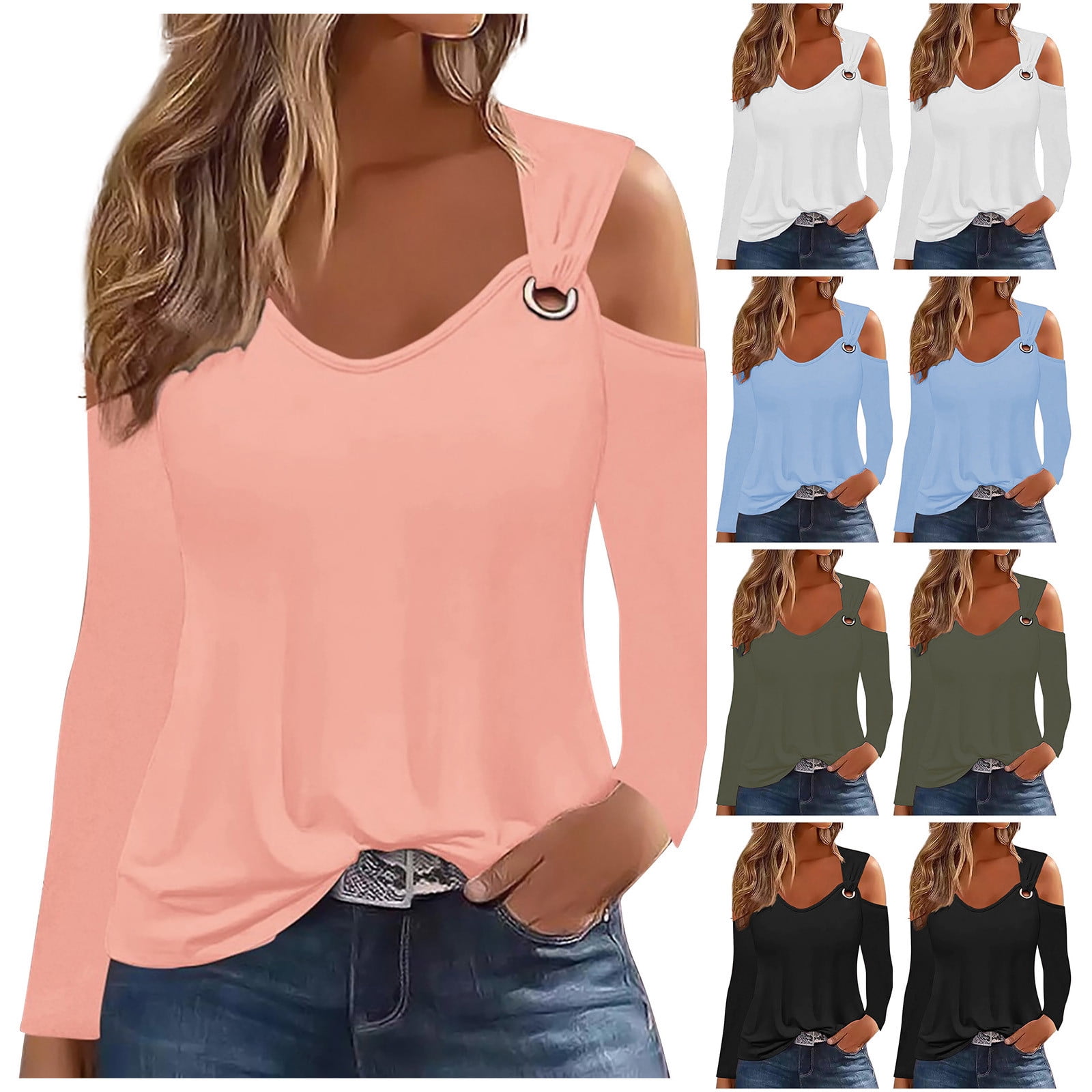 Click here for Eqwljwe Cold Shoulder Tops For Women Long Sleeve S... prices