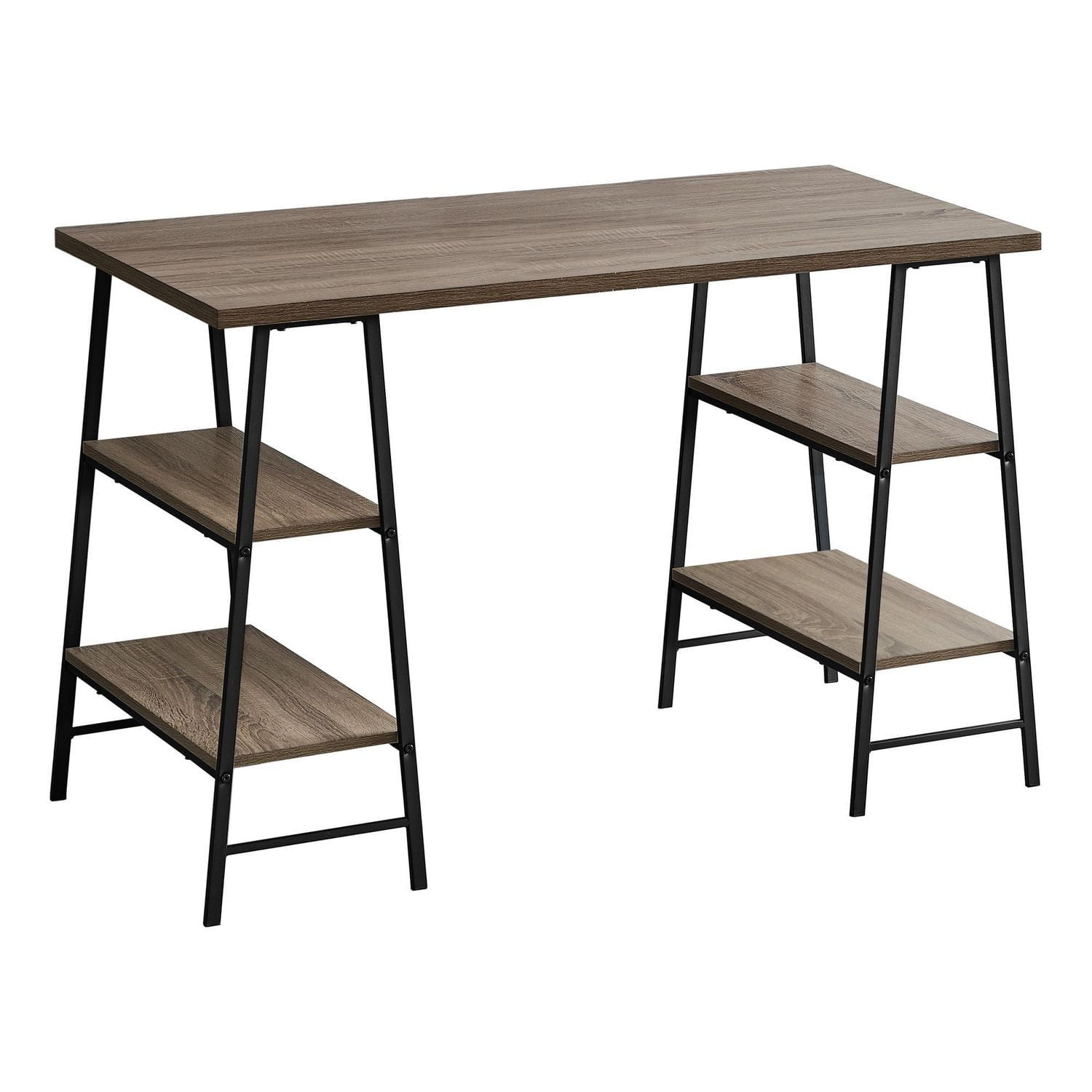 Monarch Specialties Computer Desk  Home Office  Laptop  Storage Shelves  48L  Work  Metal  Laminate  Brown  Black  Contemporary  Modern