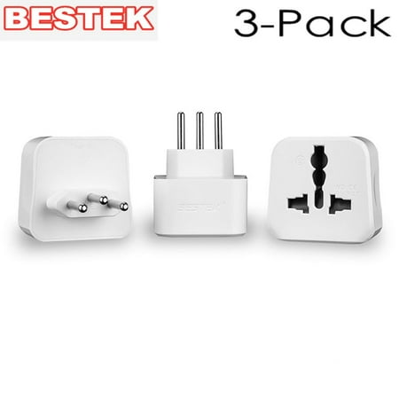 3 Pack Brazil Plug Adapter, BESTEK Type N Universal Grounded Travel ...