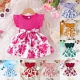 Baby Girl Dresses Fashion Flutter Sleeve Print Contrast Design Summer ...