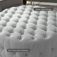 31.5" Round Button Tufted Ottoman Foot Stool, Light Gray Velvet ...