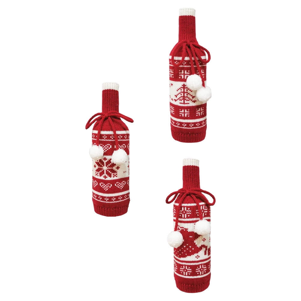 Click here for Ysnoowe 3pcs Christmas Wine Bottle Sleeve Red Knit... prices