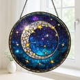 Celestial Moon and Stars Stained Glass Style Suncatcher Window Hanging ...