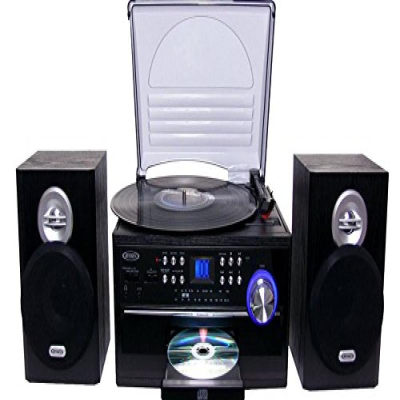 Jensen All In One Hi Fi Stereo Cd Player Turntable And Digital Amfm Radio Tuner Tape Cassette