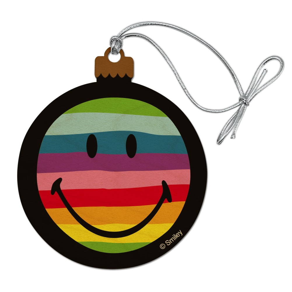 Smiley Smile Rainbow LGBT Gay Lesbian Happy Face Wood Christmas Tree ...