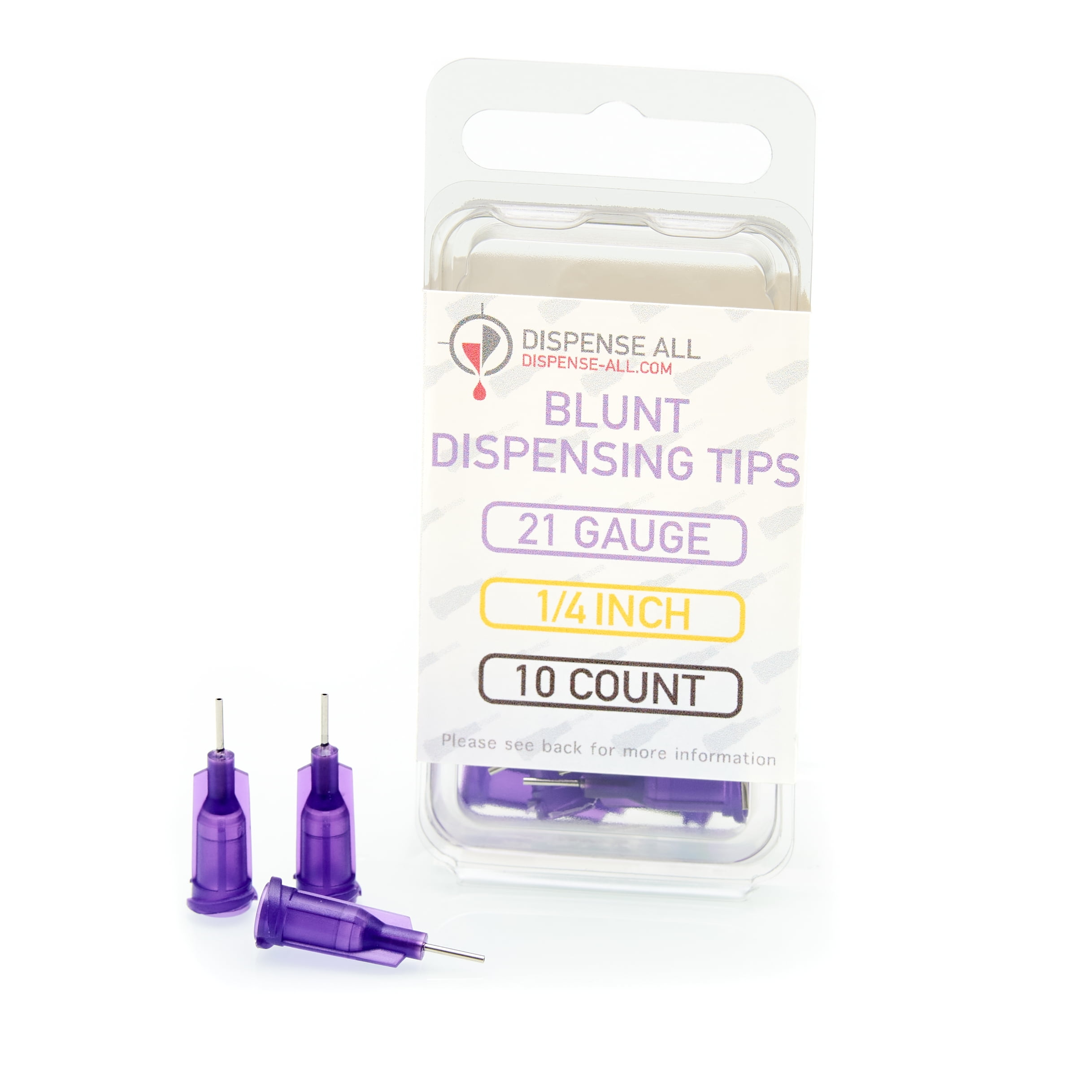 Dispense All - 21 Gauge 1/4 Inch Blunt Tipped Dispensing Needle, Luer ...