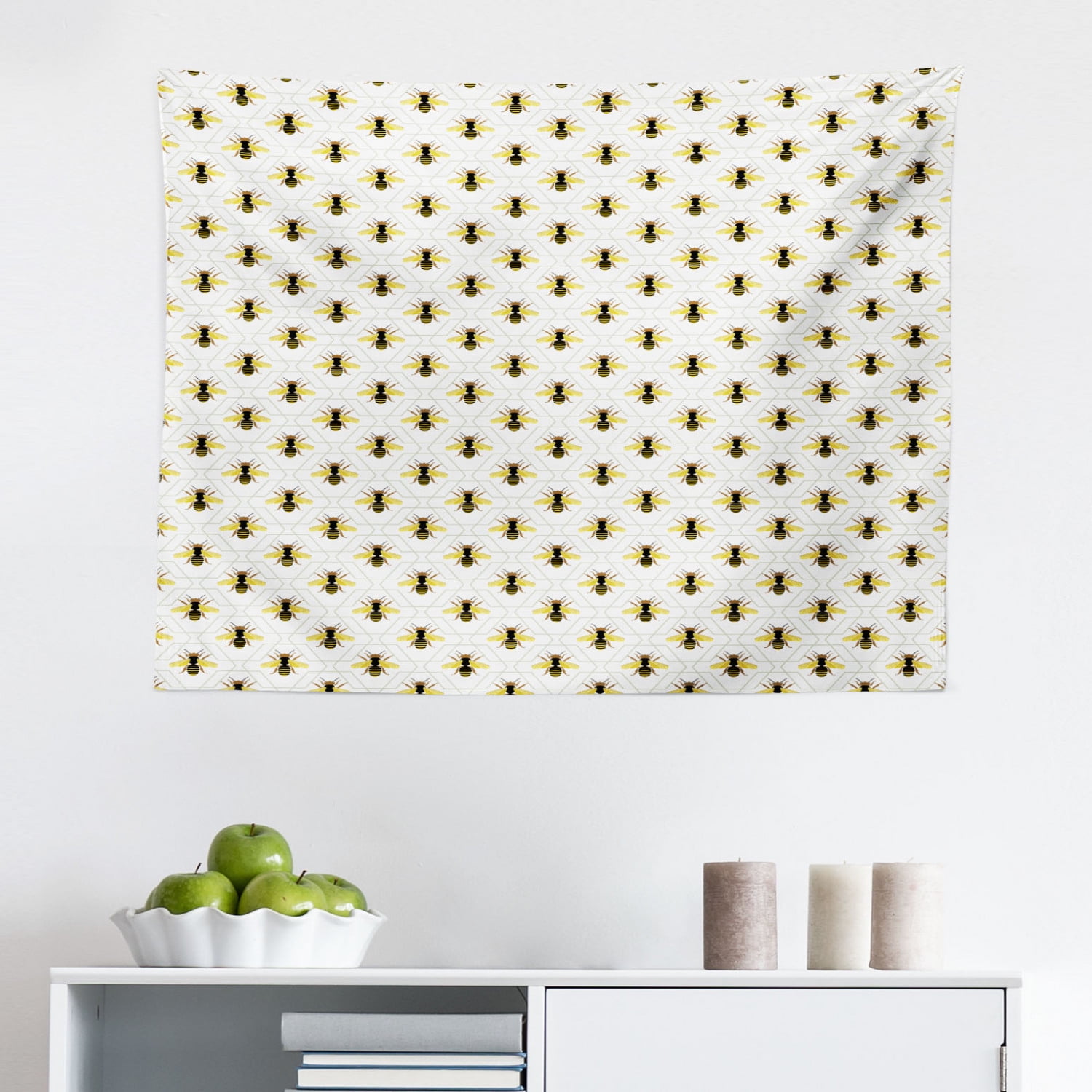 Queen Bee Tapestry, Illustration of Repeating Hexagon Shaped or Hives ...