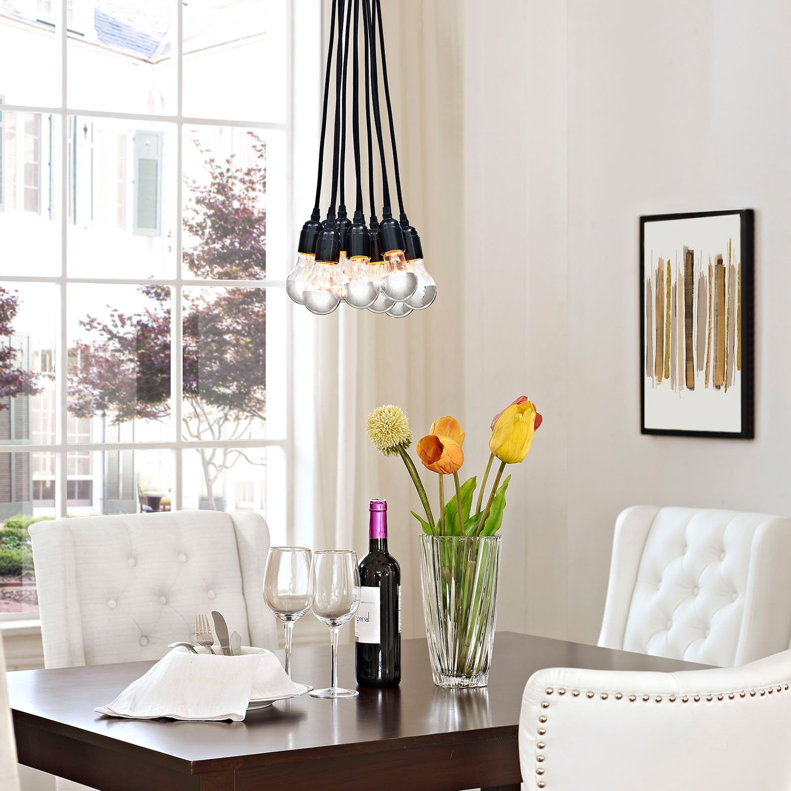 Modway Saber Pendant Ceiling Light with 10 Light Fixtures in Black ...