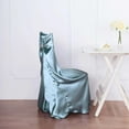 Efavormart Dusty Blue Chair Covers for Party 1 Set Universal Satin Self ...