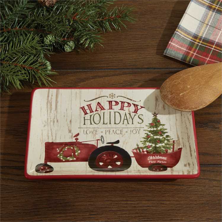 Happy Holidays Vintage Red Tractor 10 x 7 Ceramic Spoon Rest - Walmart.com