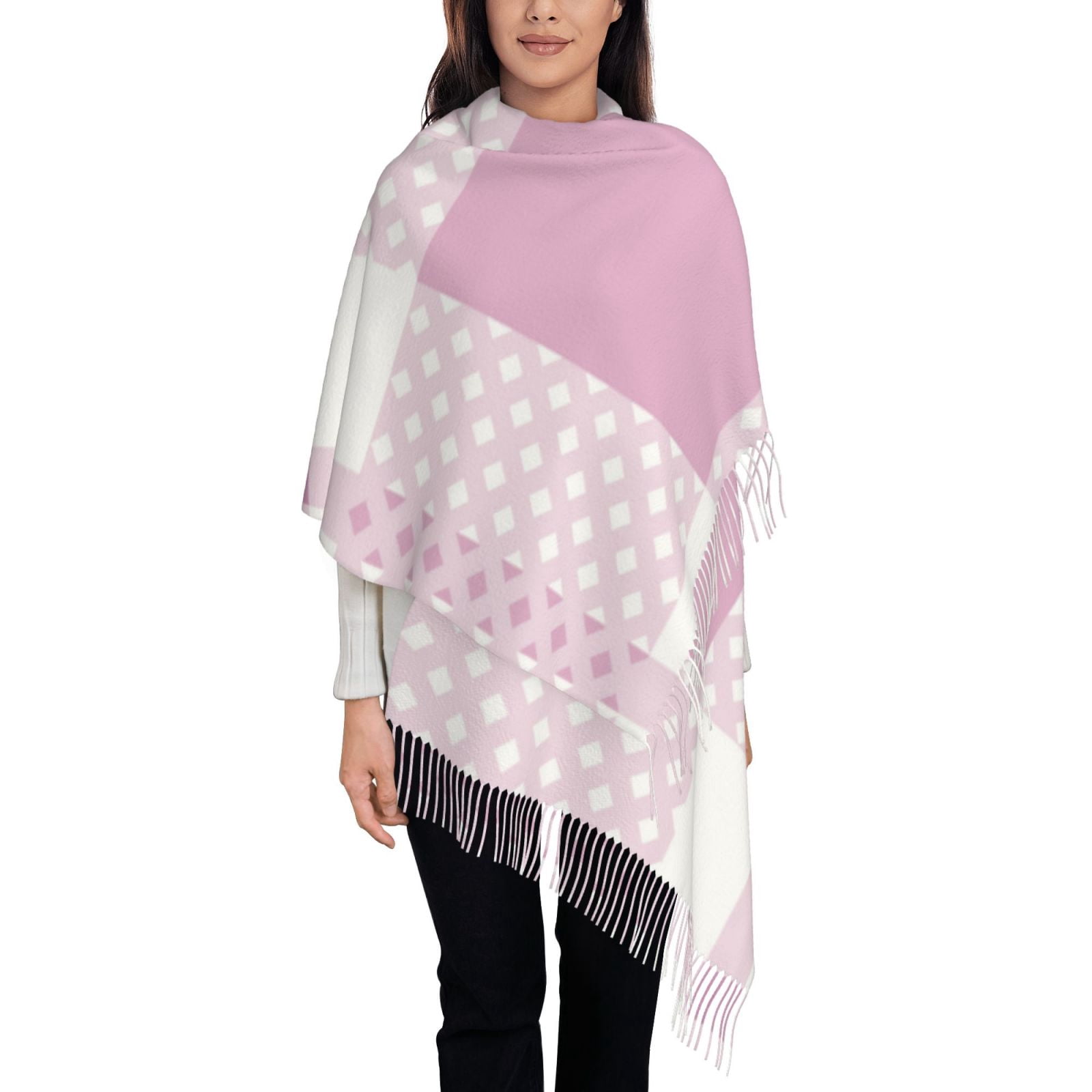 ZNDUO Pink Plaid Texture Art Pattern Pashmina Shawls，Wraps Winter Warm ...