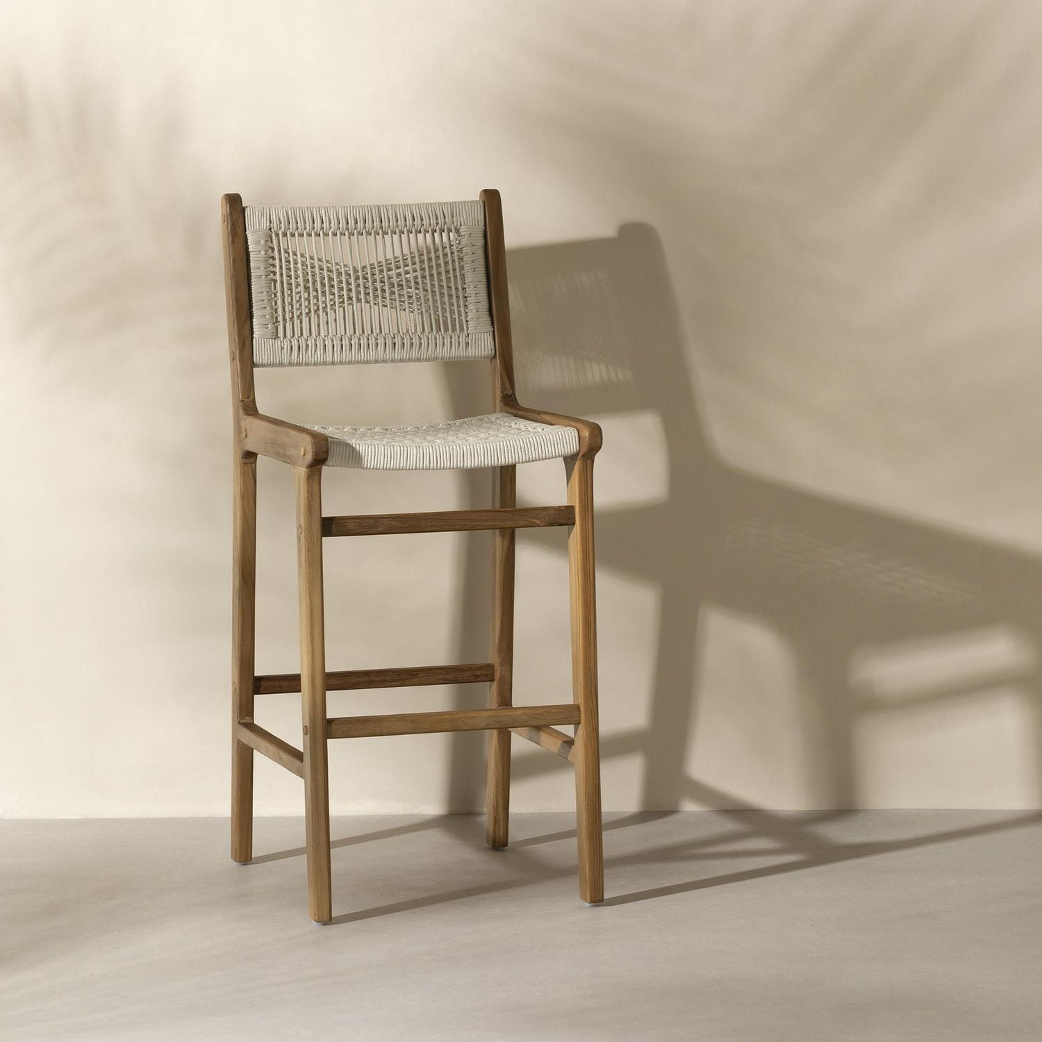 South Shore Agave Teak Wood and Woven Rope Bar Stool - Walmart.ca