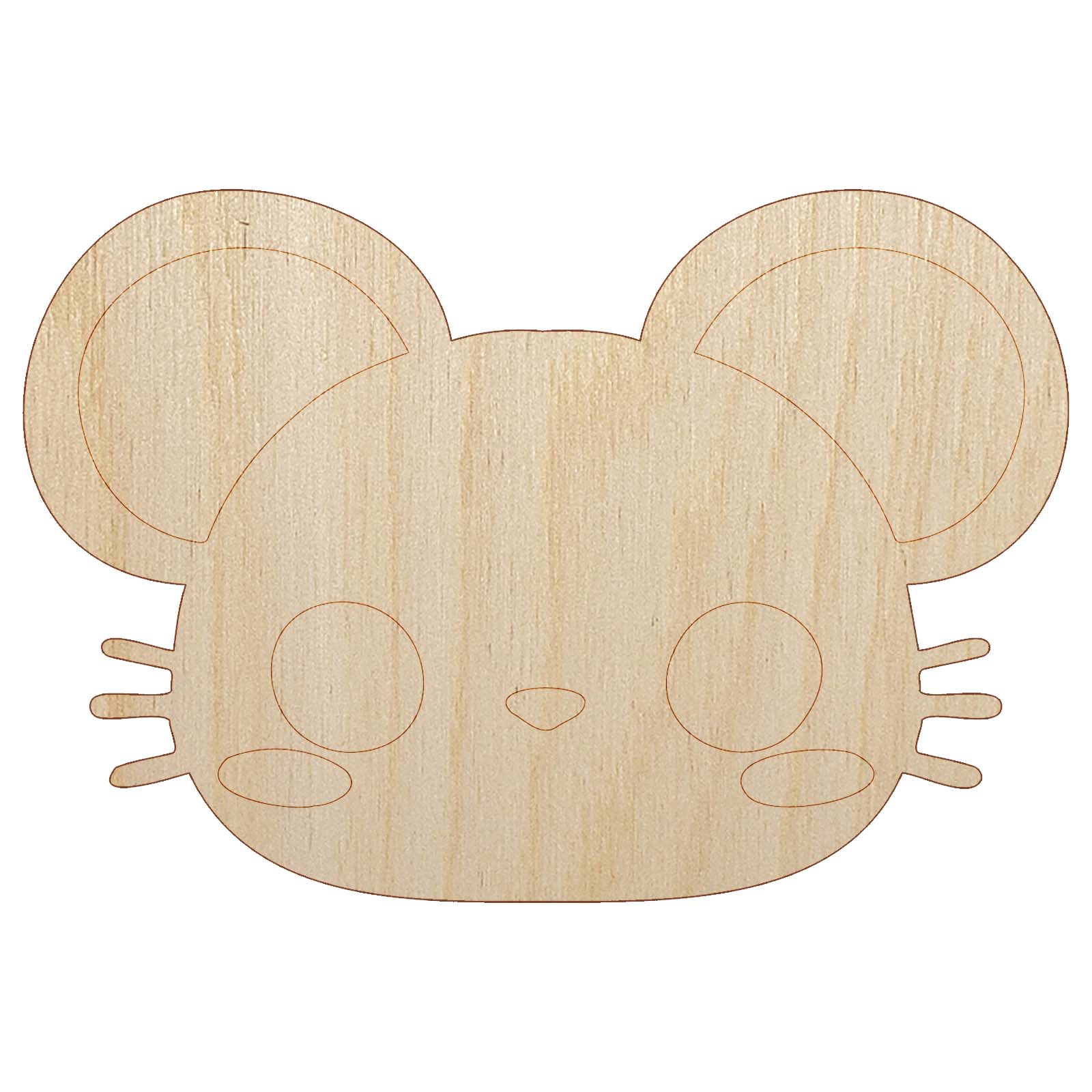 Charming Kawaii Chibi Mouse Face Blushing Cheeks Wood Shape Unfinished ...
