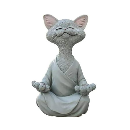 Meditating Cat Statue Decoration,whimsical Happy Cat Buddha,cat Buddha ...