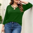 3/4 Sleeve Plus Size Tops for Women Dressy Casual Cut Out O-Ring ...