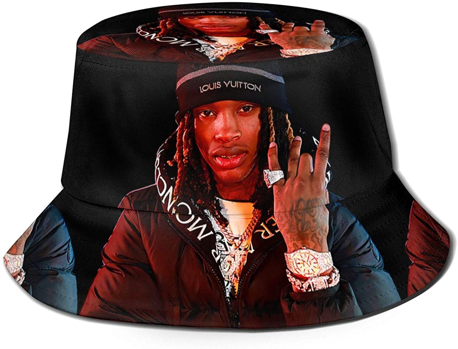 King Von Rapper Premium Unisex Print Double-Side-Wear Reversible Bucket ...