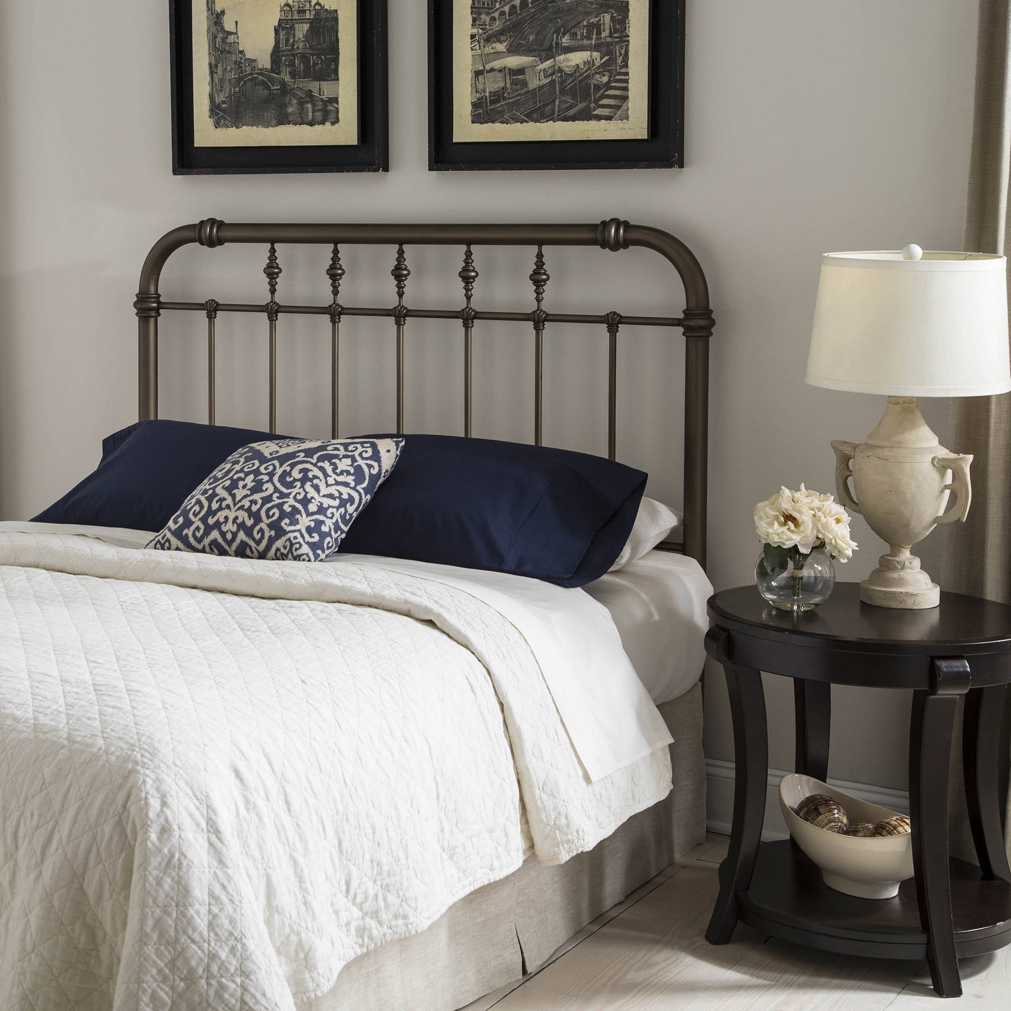 Vienna Metal Headboard Panel with Spindles and Intricately Carved ...