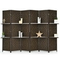 6 Panel Folding Room Divider 6Ft Weave Fiber Screen W/ 2 Display ...
