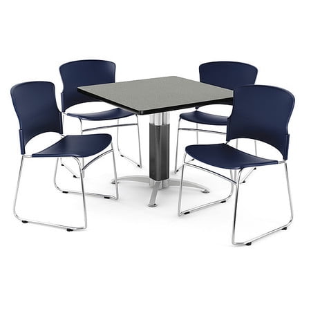 OFM Multi-Use Break Room Package, 42" Square Table with Plastic Stack ...