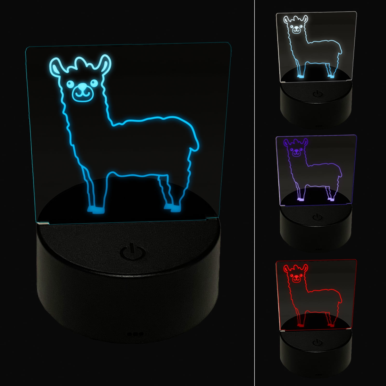 Lovely Llama Alpaca LED Night Light Sign 3D Illusion Desk Nightstand ...