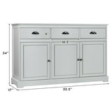 Gymax 3 Drawers Buffet Cabinet Sideboard Console Table Kitchen Storage ...