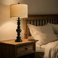 Oneach Black Farmhouse Table Lamp for Living Room Bedroom 27.5" Retro ...