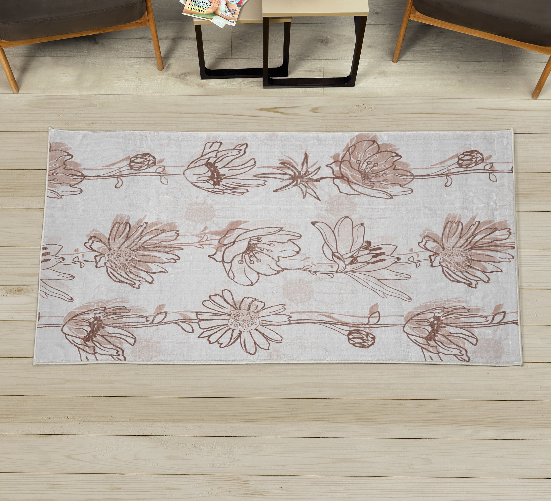 Spring Decorative Rug, Season of New Hopes Petals Blossoms Summer ...