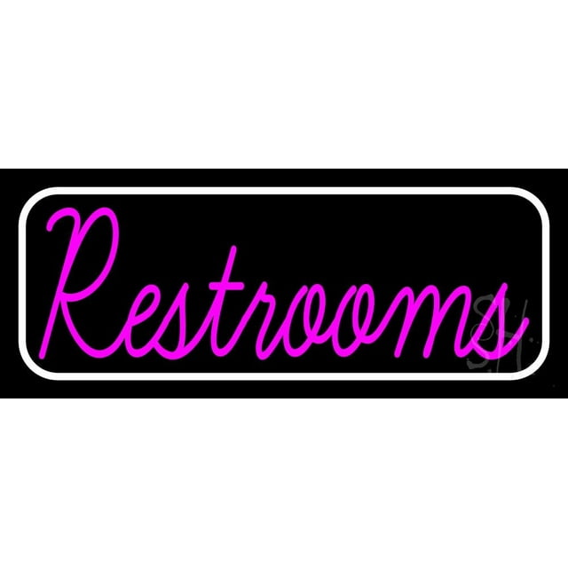 Decorative Restrooms LED Neon Sign 13 x 32 - inches, Clear Edge Cut ...