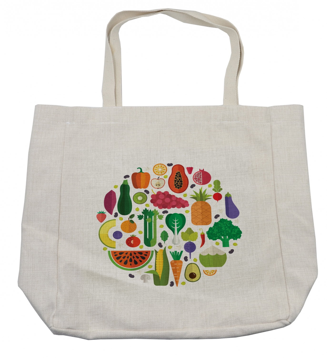 Vegetable Shopping Bag, Healthy and Fresh Ingredients in Circle ...