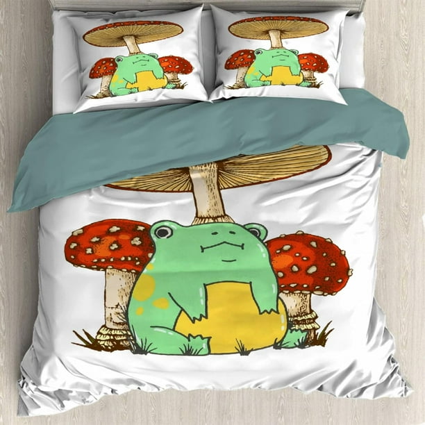 Funda Nórdica Rana y Champiñón Queen 90 x 90 en Microfibra Lavada Ultra ...