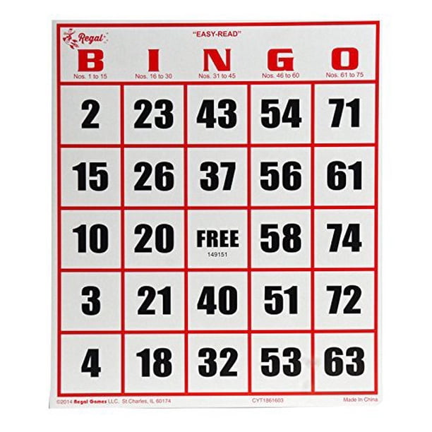Regal Bingo Jumbo Bingo Cards Deck Reusable - Bingo Games for Family ...