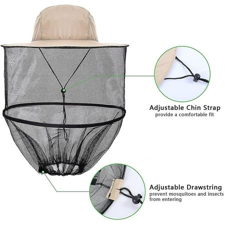 Mosquito Head Net Hat Mesh Sun Protection Hat Anti-insects Hat With ...