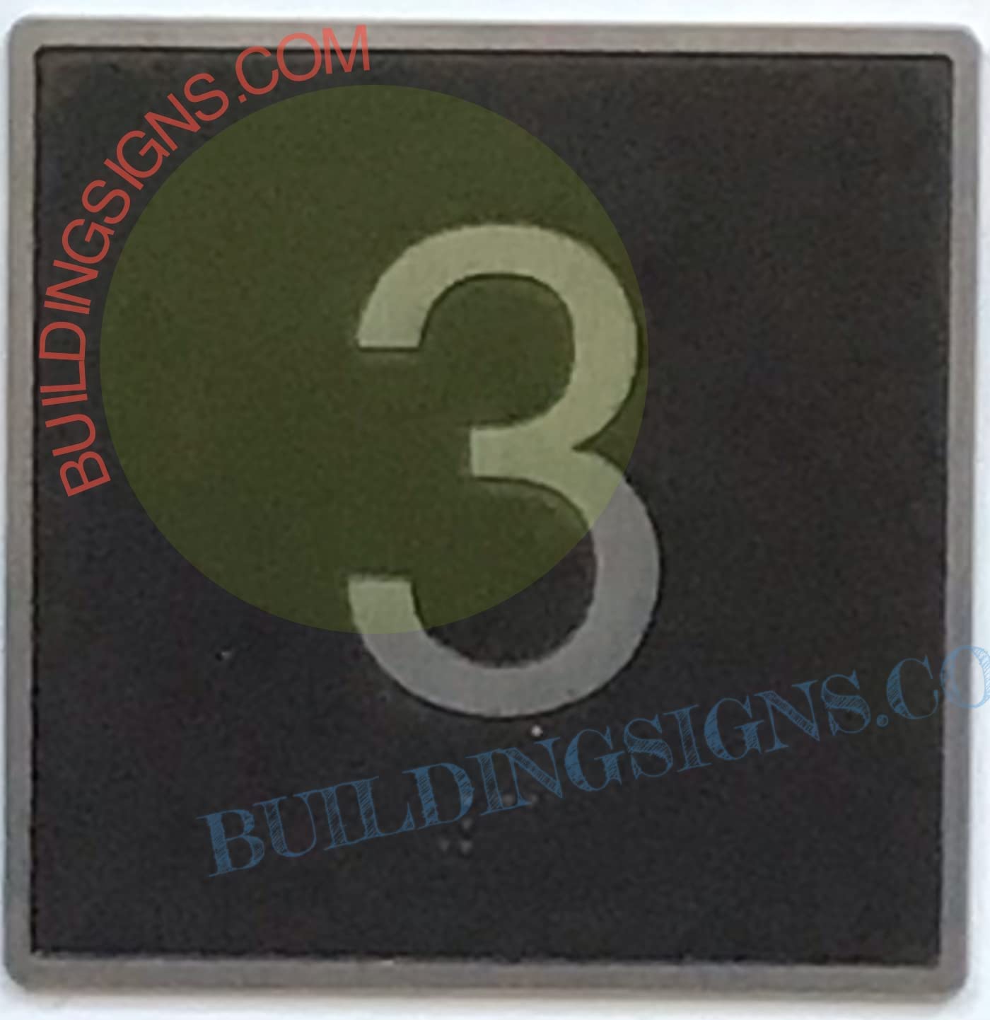 ELEVATOR FLOOR NUMBER 3 SIGN- ELEVATOR JAMB PLATE FLOOR 3 SIGN (BLACK ...