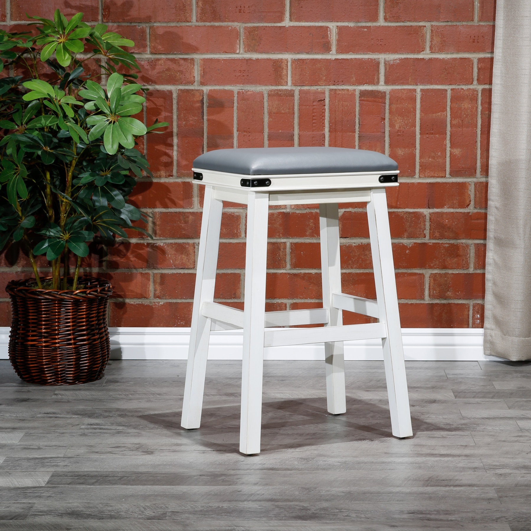 Bar Stool, 30" Counter Height Bar Stool with Upholstered Leather Seat ...