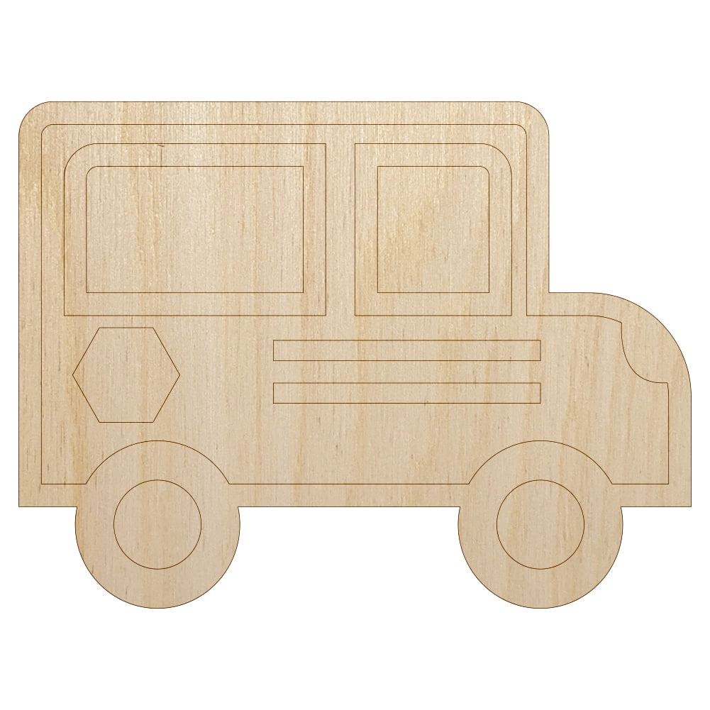 School Bus Icon Wood Shape Unfinished Piece Cutout Craft DIY Projects ...