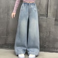 JLMSPLWG Cute Jeans for Girls Side Seam Design Wide Leg Denim Pants ...