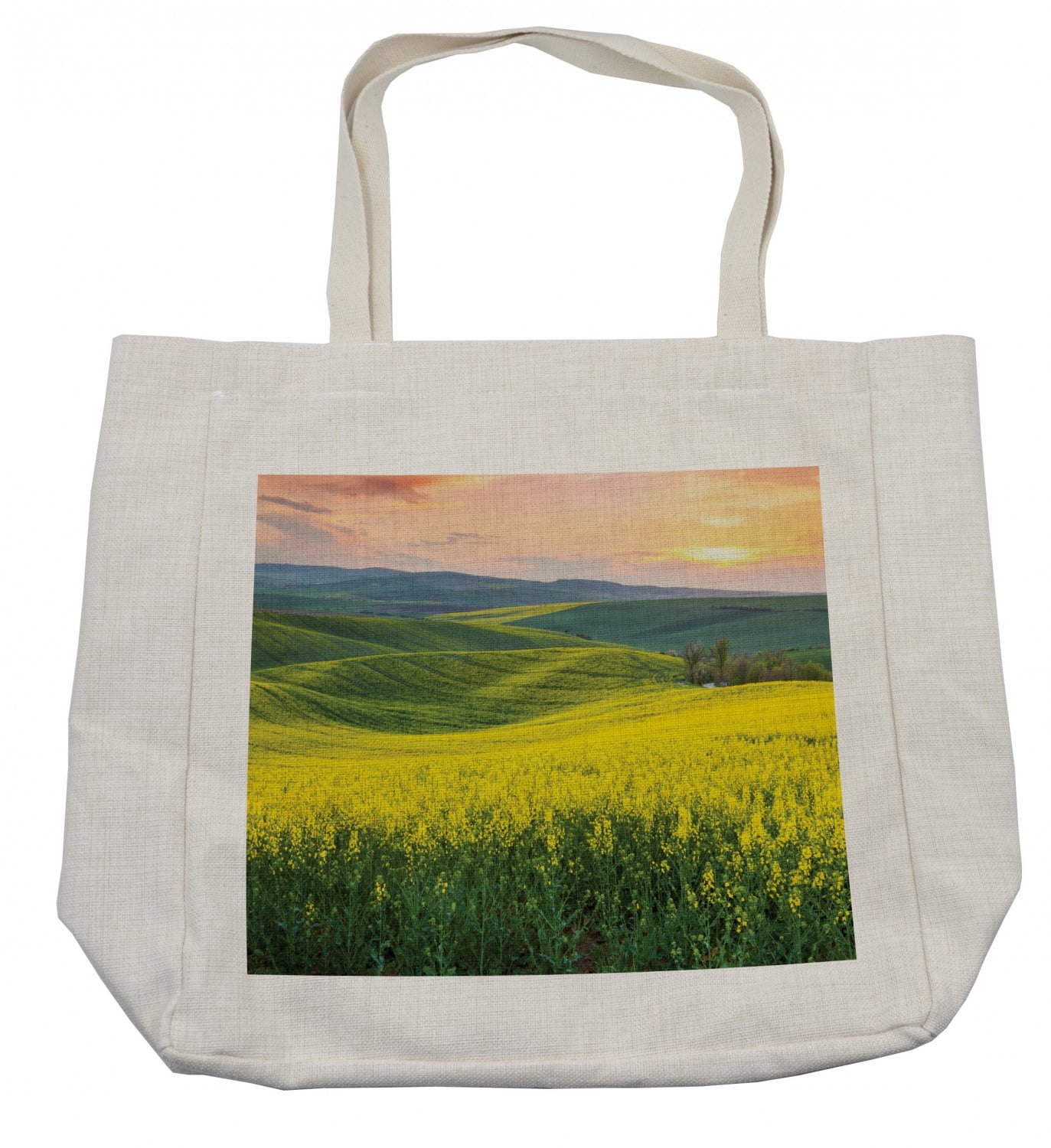 Yellow Shopping Bag, Spring Landscape Wildflower Fields Sunrise ...