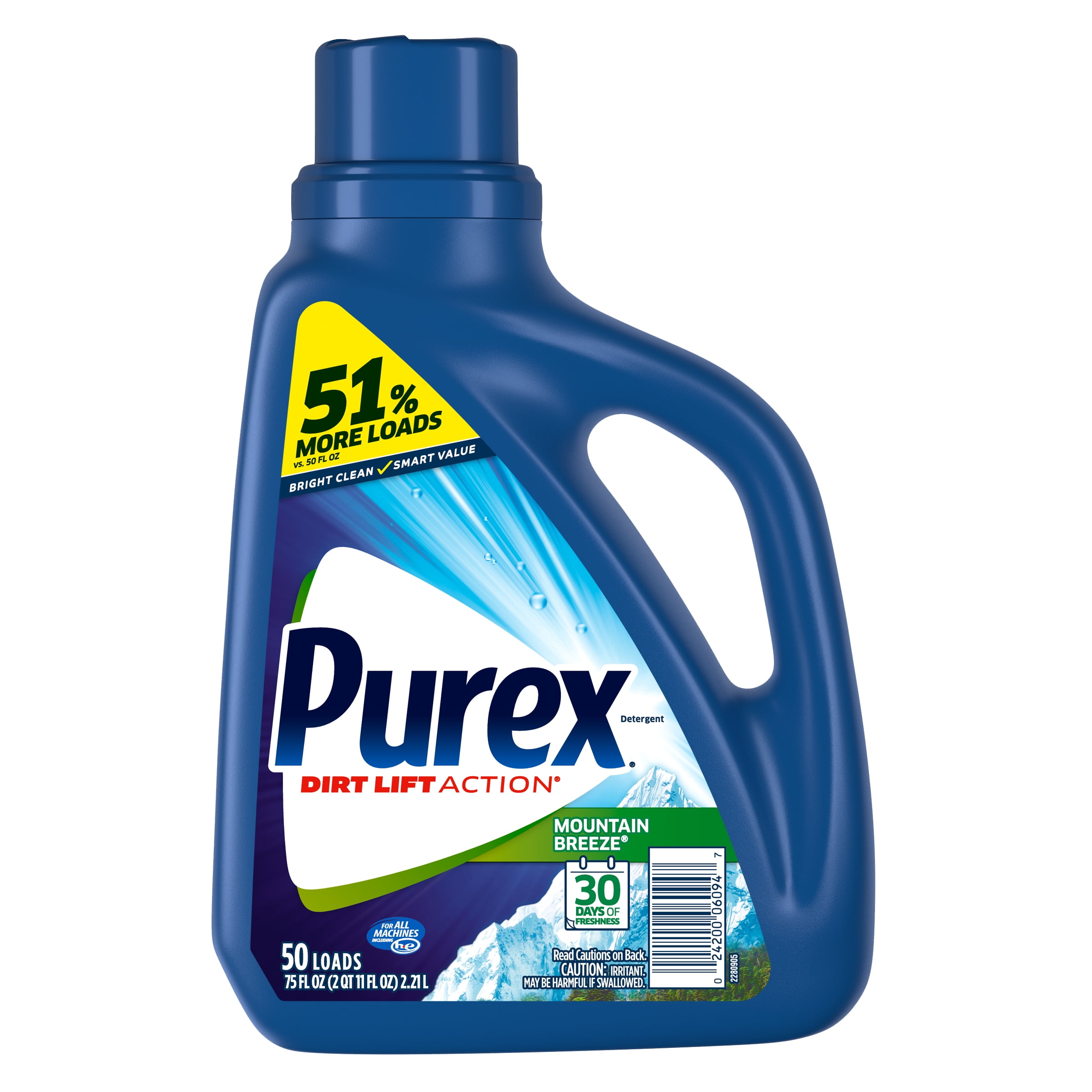 Purex Liquid Laundry Detergent, Mountain Breeze, 75 Fluid Ounces, 50 ...