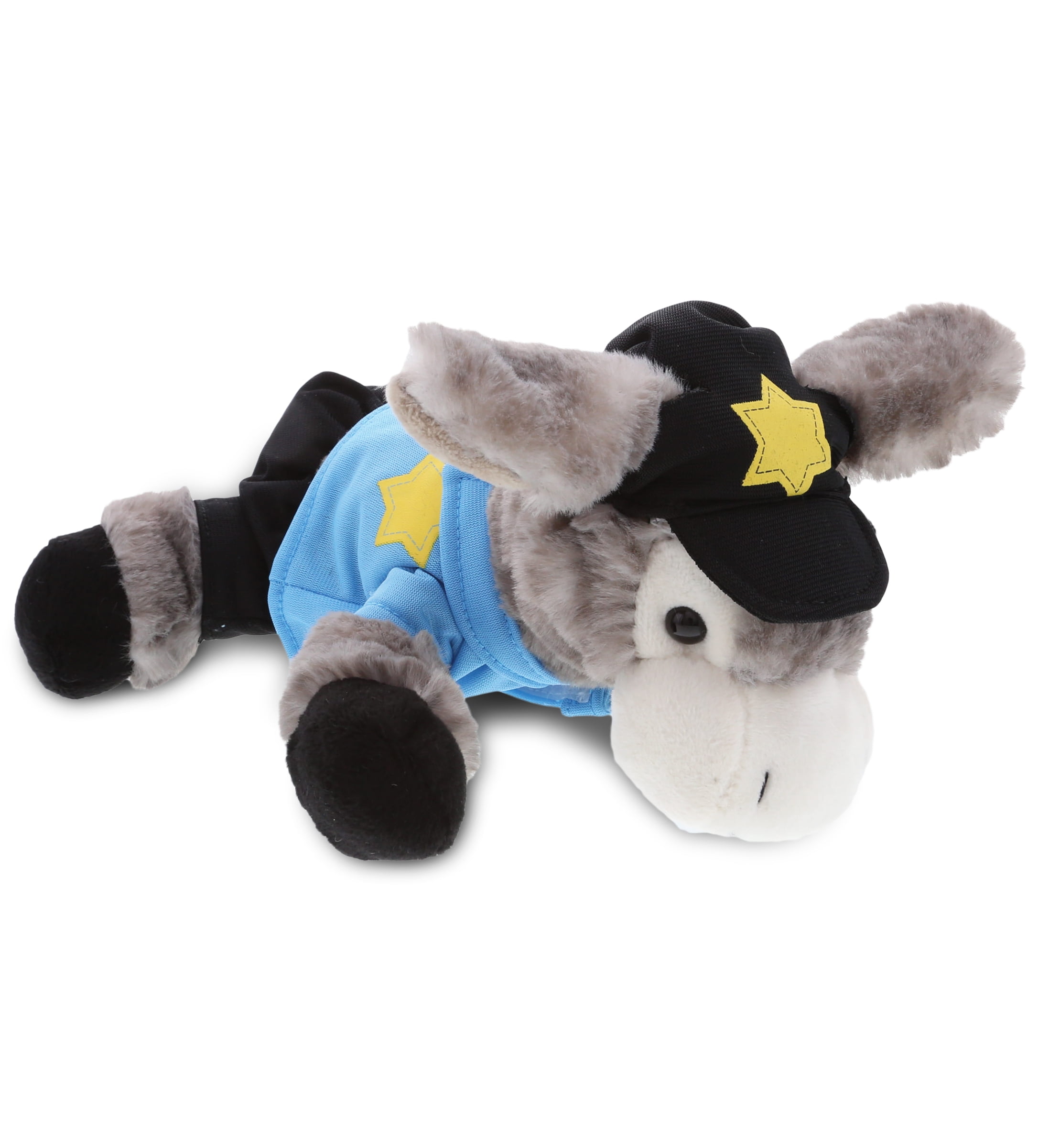 DolliBu Lying Grey Donkey Police Officer Plush Toy - Super Soft Donkey ...