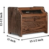 CONSDAN Oak Bread Box, 2-Layer Storage with Window, Classic Design ...