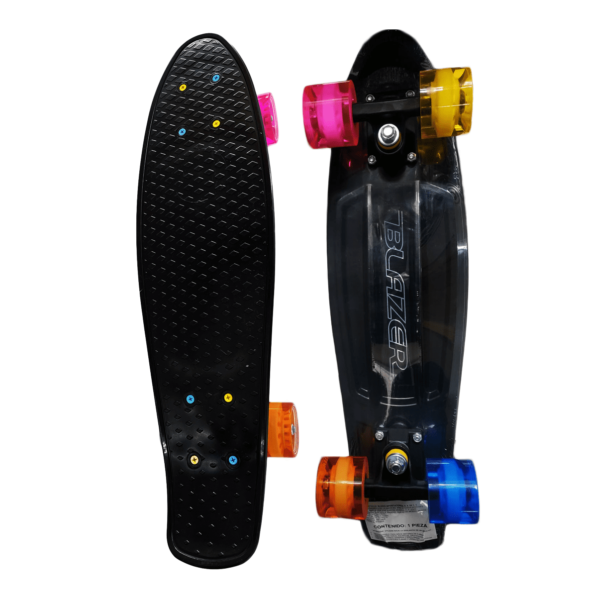 Patineta Pennyboard Blazer Negra con Llantas de colores 23 pulgadas x 6 pulgadas | Walmart en línea