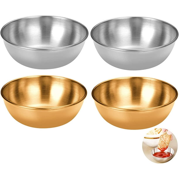 set of 4 Stainless steel bowls, round sauce bowls, dip bowls, small ...