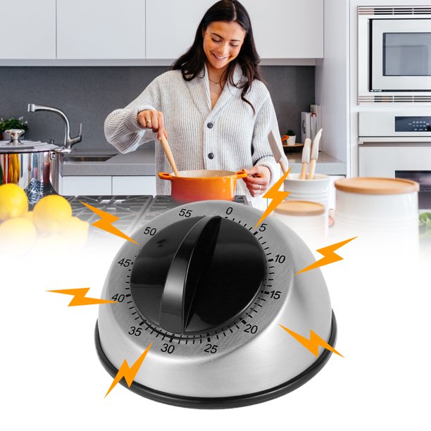 Stainless Steel Kitchen Cooking Timer, EEEkit 60-Minute Long Ring Bell ...