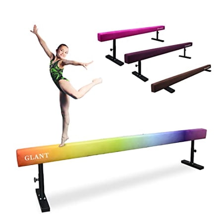 GLANT 8ft Adjustable Balance Beam,High-Low Floor Beam Suede Gymnastics ...