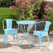 Noble House Hayden 3-Piece Outdoor Wicker/Fabric Bistro Set in ...
