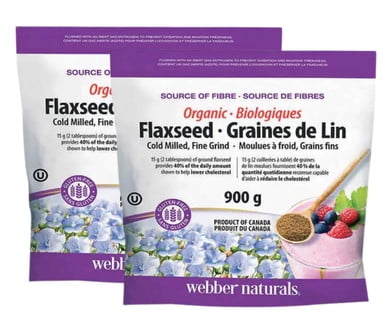 Webber Naturals Organic Ground Flaxseed, 900 g, 2-Pack | Nutrient-Rich ...