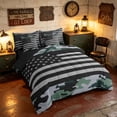 Manfei Green Gray Camo American Flag Twin Bedding, Tactical Patriotic ...