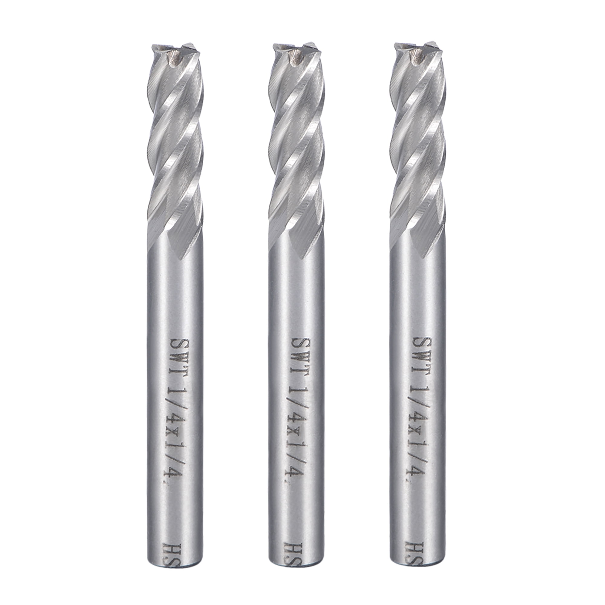 3Pcs 1/4" Cutting Spiral Drill Bit Straight End Mill Cutter 1/4" Shank ...