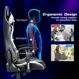 Gymax Ergonomic Gaming Chair, Adjustable Swivel, PVC, Black & White ...