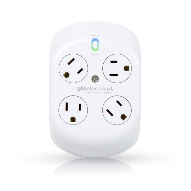 360 Electrical Revolve Surge Protector with 4 Rotating Outlets - White ...
